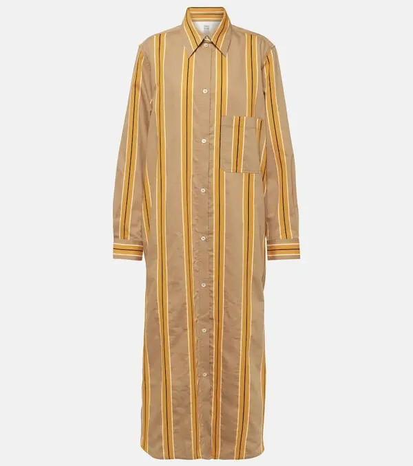 TOTEME Jacquard Striped Shirt Dress - Brown