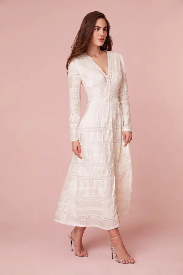 chinese dress ladies The Ellen Chemise Dress in White Cotton S/M main image 0
