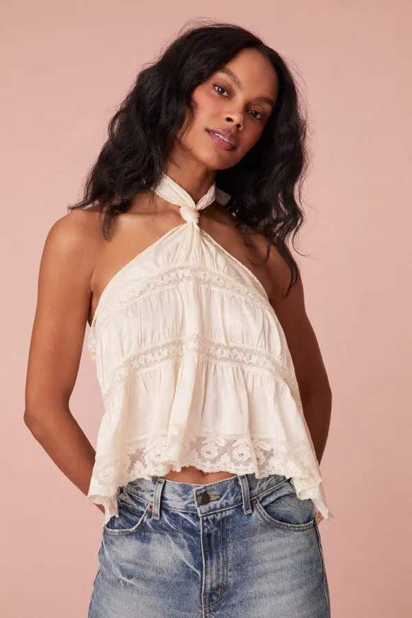 LoveShackFancy Alessandro Halter Bow Top