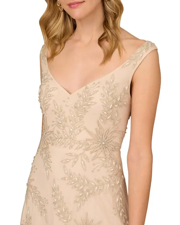 Aidan Mattox Beaded Midi Dress In Champagne - 67% Off | Editorialist