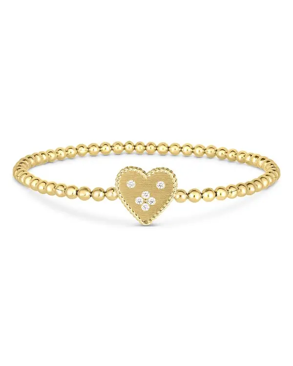 Roberto Coin 18k Yellow Venetian Princess Diamond Heart Bracelet - Gold