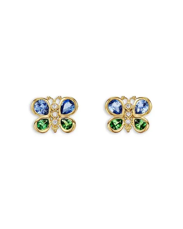 Temple St. Clair 18k Yellow Gold Butterfly Stud Earrings - Multi/gold