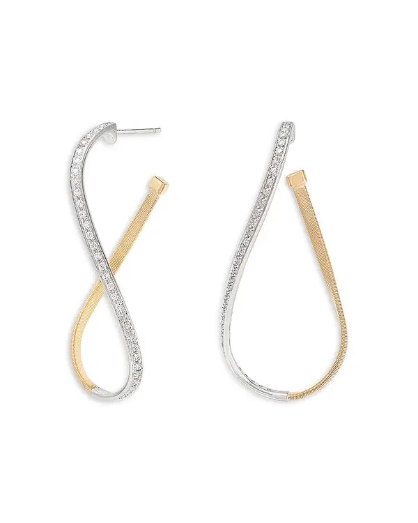 Marco Bicego Marrakech Diamond Twist Hoop Earrings - White/gold