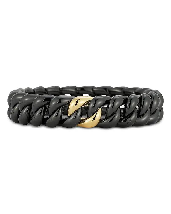 Roberto Demeglio 18k Yellow Gold And Black Ceramic Stretch Bracelet - Black/gold