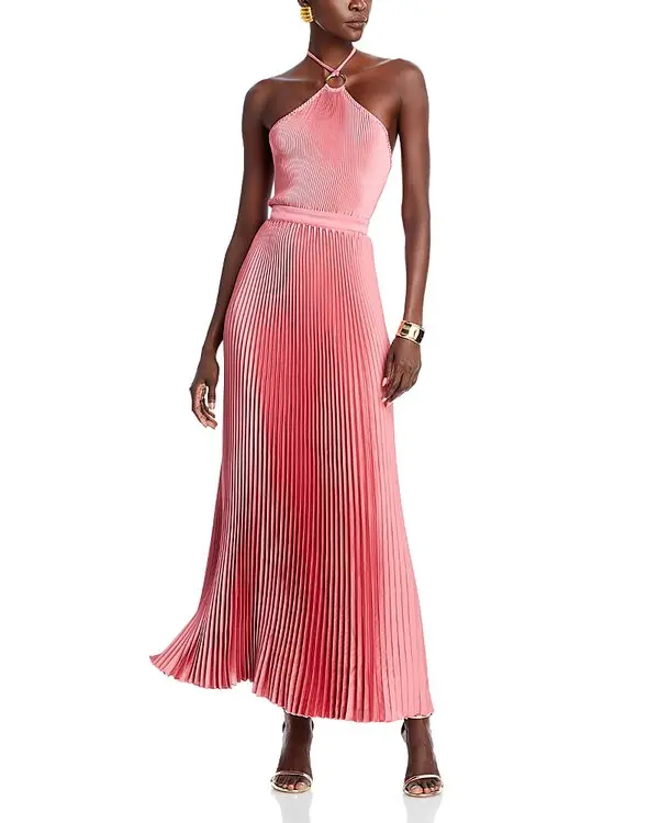 Cheri Pleated Halter Gown