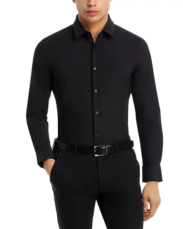 BOSS Hank Kent Slim Fit Performance Dress Shirt - Black