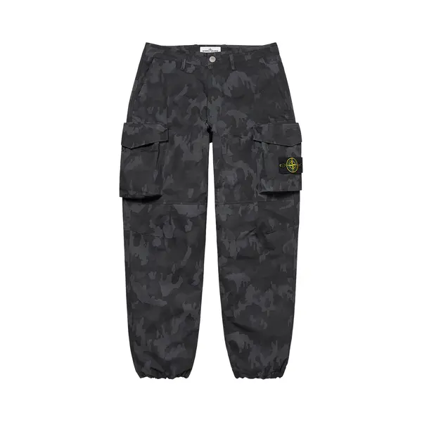 Supreme X Stone Island Reactive Ice Camo Ripstop Cargo Pant - Black