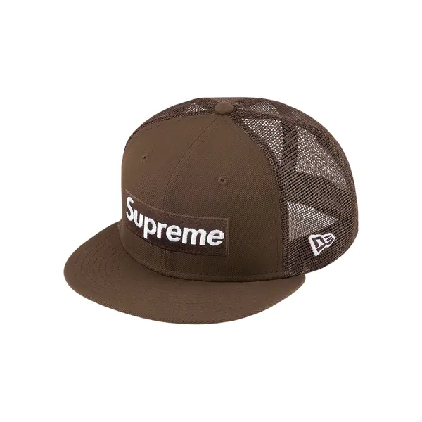Supreme Box Logo Mesh Back New Era Cap - Brown