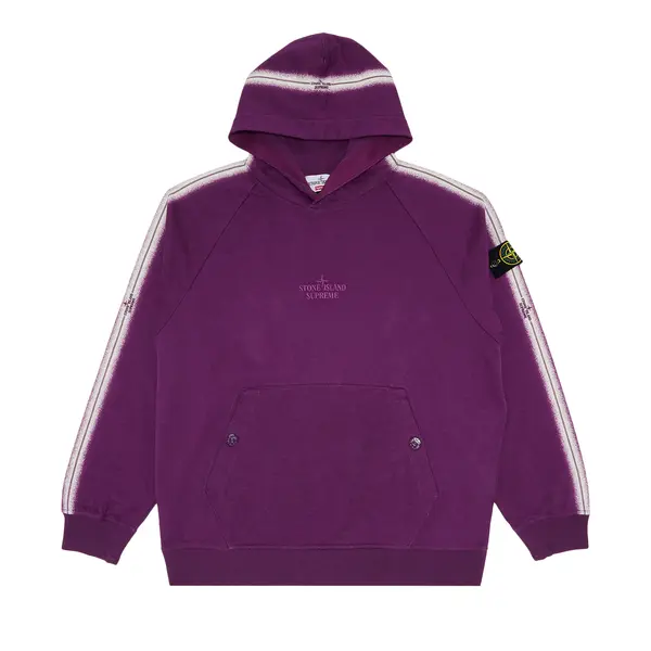 Supreme X Stone Island Stripe Hooded Sweatshirt - Purple