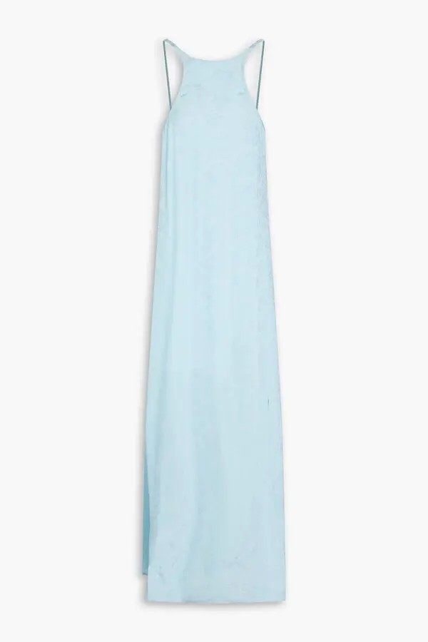Ganni Jacquard Maxi Slip Dress In Sky Blue - 85% Off