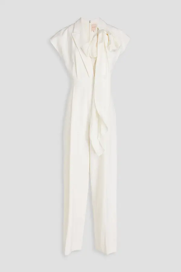 ROKSANDA Silk-trimmed Wool-twill Jumpsuit - Ivory