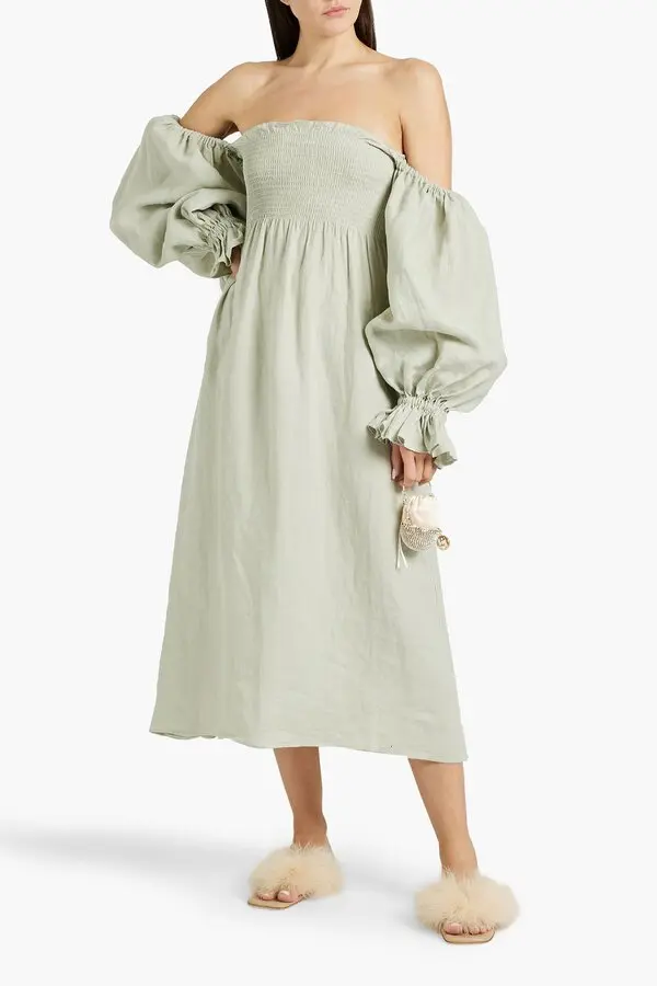 sleeper off the shoulder dress Romantica Lounge Dress in White