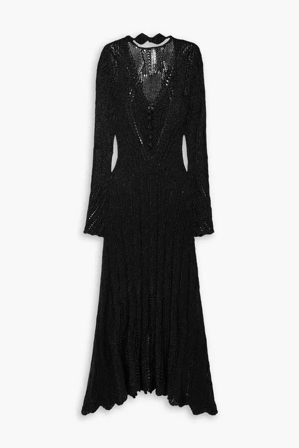 norma kamali knitted maxi dress Norma Kamali Open-Knit Scalloped Maxi Dress In Black - 85% Off