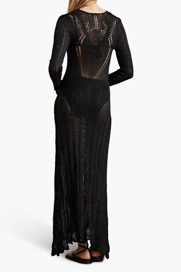 Norma Kamali Open-Knit Scalloped Maxi Dress In Black - 85% Off |  Editorialist