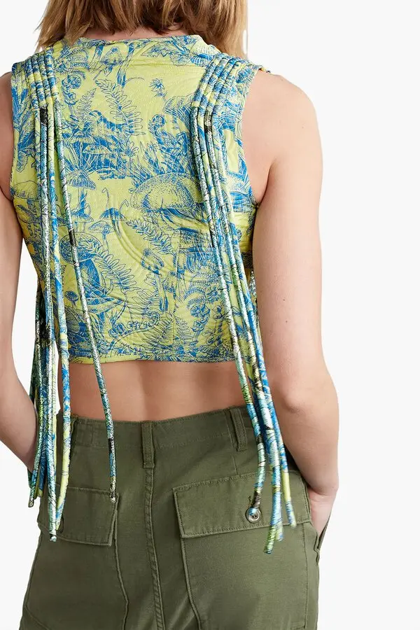 Stella McCartney Fringed Printed Silk Vest