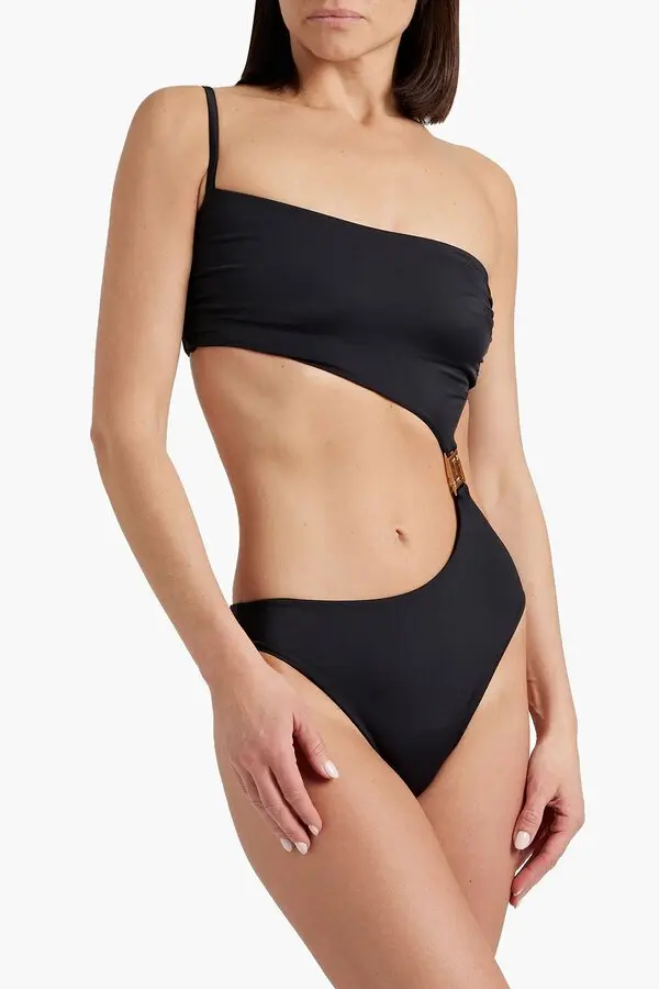 Versace One-Shoulder Cutout Swimsuit In Black - 60% Off