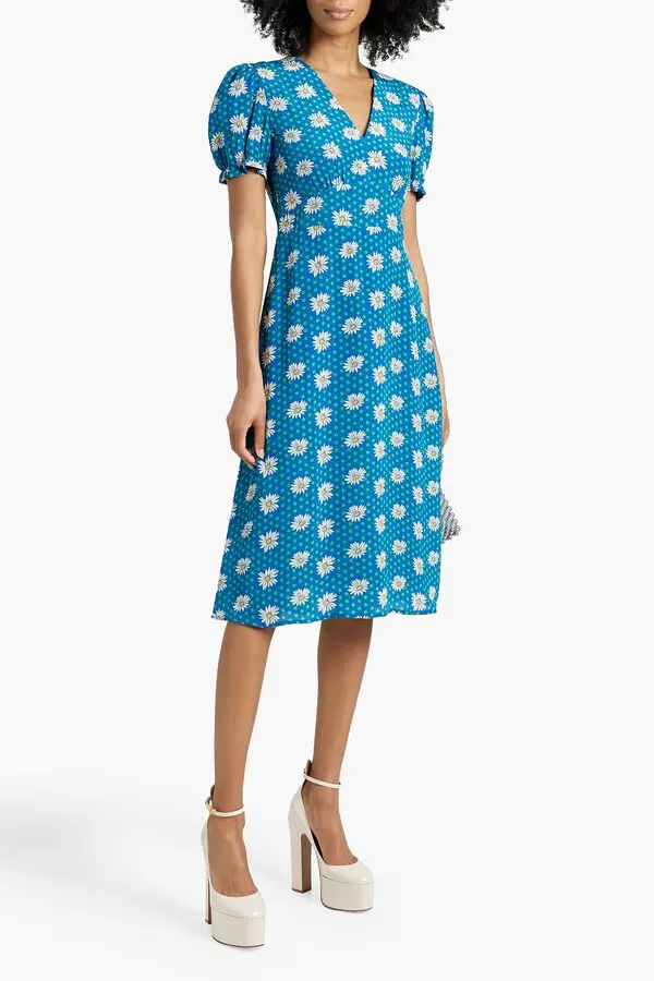 blue crepe de chine dress Sofia Dress in Blue Crepe de Chine main image 0