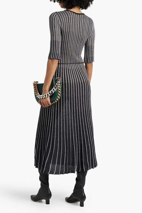 Stella McCartney Cutout Metallic Striped Midi Dress