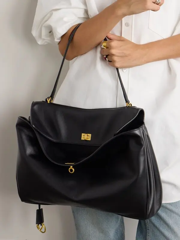 Balenciaga Rodeo Large Leather Shoulder Bag - Black