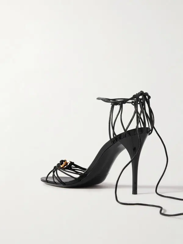 Saint Laurent Babylone Embellished Knotted Leather Sandals - Black