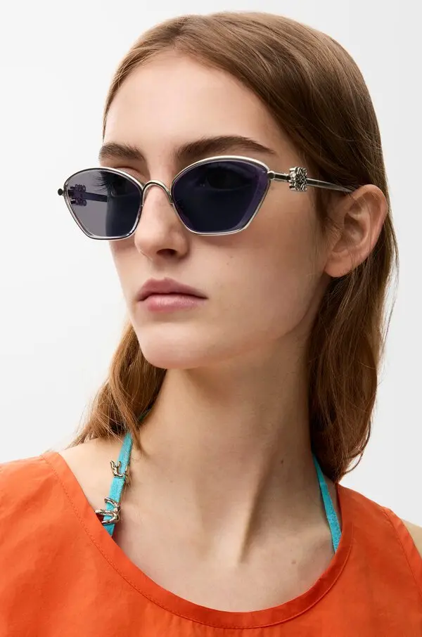 Loewe Anagram Hexagonal Sunglasses - Solid Blue