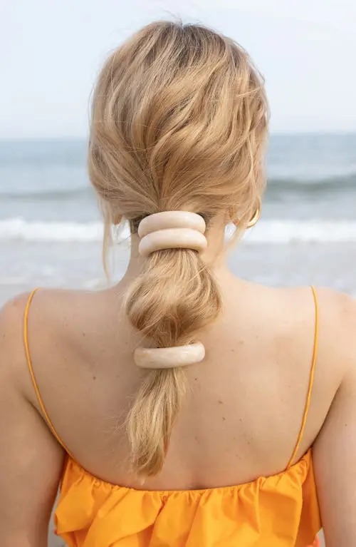 LELET NY Marbleized Double Arch Hair Tie - Peach