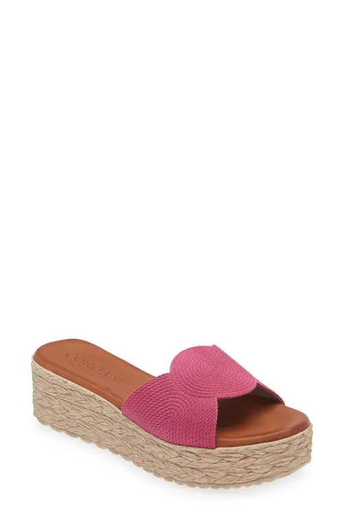 Cordani Britta Espadrille Platform Wedge Slide Sandal - Fuchsia Suede