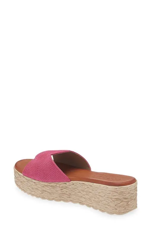 Cordani Britta Espadrille Platform Wedge Slide Sandal - Fuchsia Suede