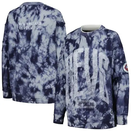 THE WILD COLLECTIVE New England Revolution Tie-dye Double Collar Sweatshirt