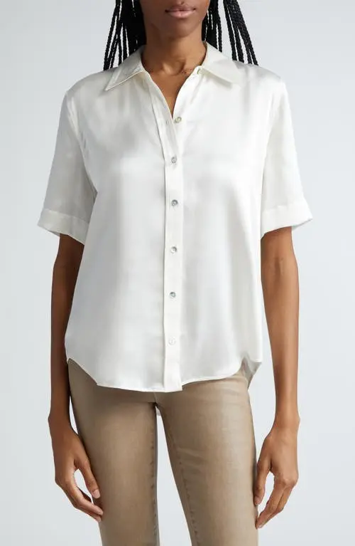 L'AGENCE Elah Short Sleeve Silk Shirt
