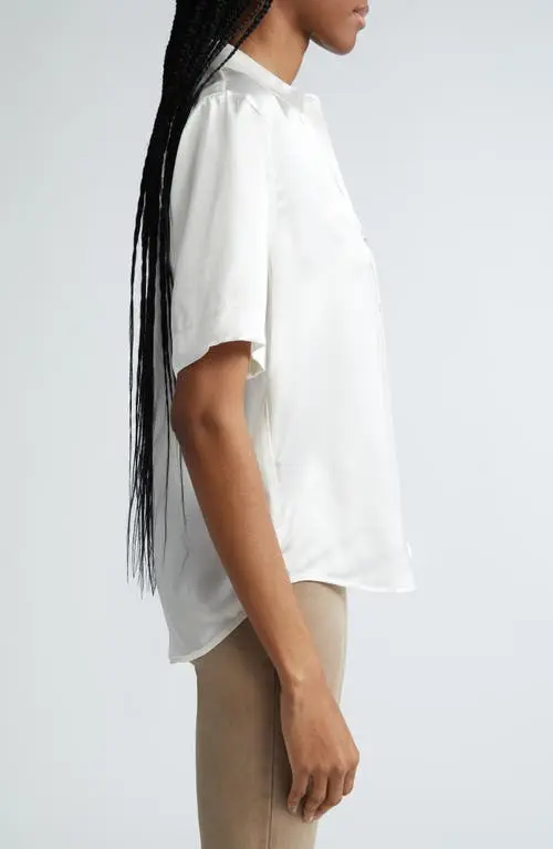 L'AGENCE Elah Short Sleeve Silk Shirt