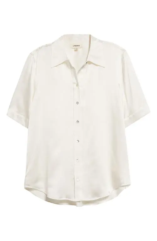 L'AGENCE Elah Short Sleeve Silk Shirt