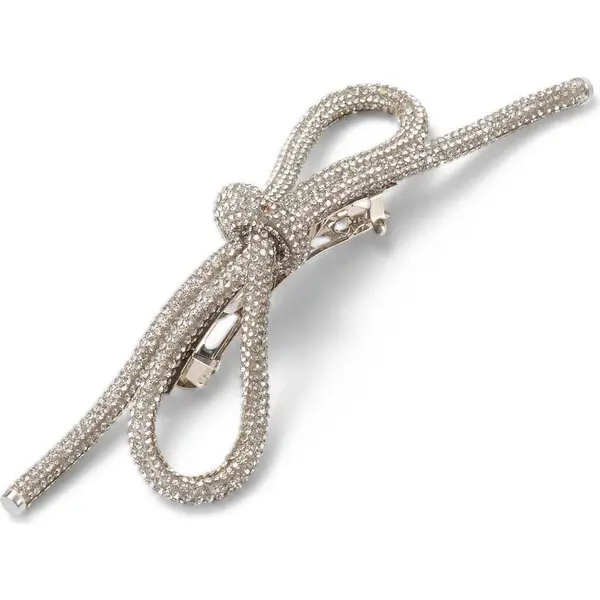 LELET NY Sasha Crystal Bow Barrette - Rhodium