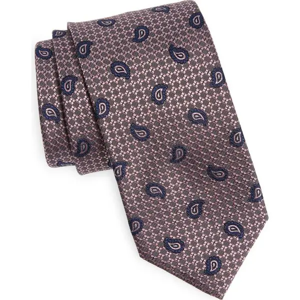 Brioni Paisley Silk Jacquard Tie - Roseate/navy