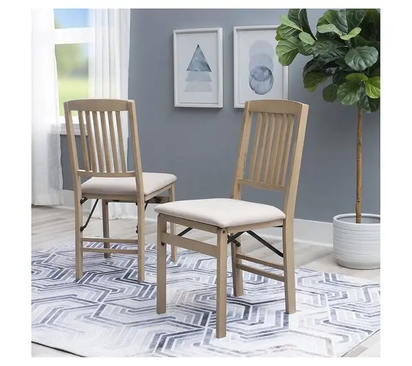 LINON Home Set Of 2 Decor West Mission Slatted Olding Chairs - One-color