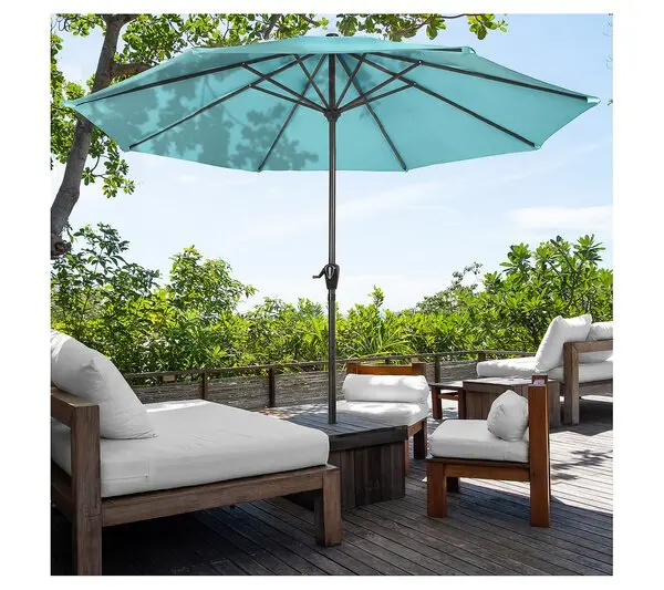 PURE GARDEN 9' Easy Crank Patio Umbrella Vented Canopy - One-color