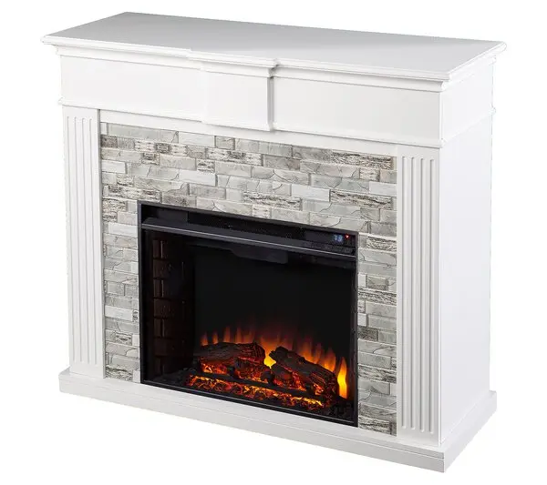 SEI FURNITURE Bondale Electric Fireplace With F Aux Stone - One-color