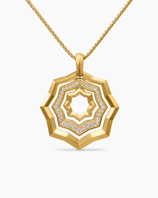 David Yurman 18k Yellow Gold Zig Zag Stax™ Pendant Necklace - Diamond