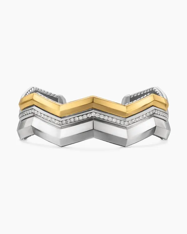 David Yurman Zig Zag Stax™ Cuff Bracelet With Diamonds - Diamond