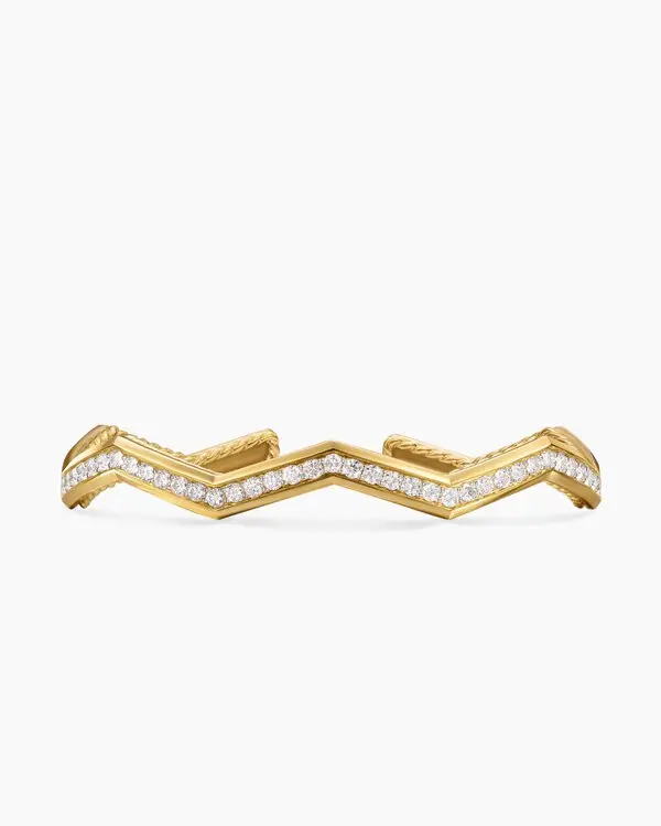 David Yurman 18k Yellow Gold Zig Zag Stax™ Cuff Bracelet - Diamond