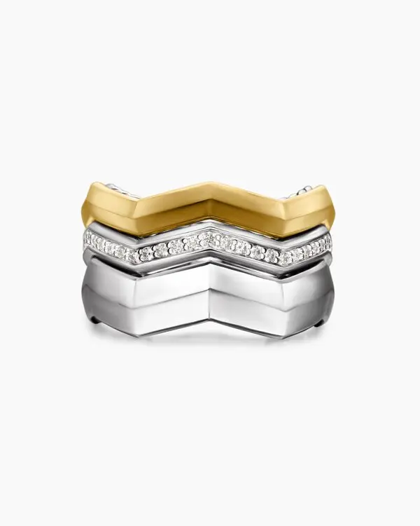 David Yurman Zig Zag Stax™ Three Row Ring - Diamond