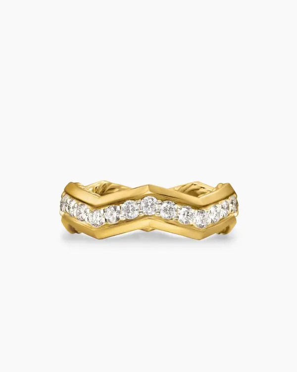 David Yurman Zig Zag Stax™ Ring In 18k Yellow Gold With Diamonds - Diamond