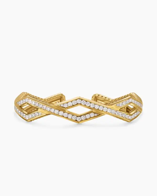 David Yurman 18k Yellow Gold Zig Zag Stax™ Cuff Bracelet - Diamond