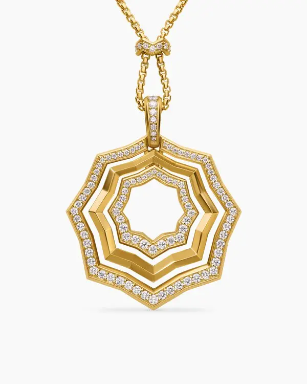 David Yurman 18k Yellow Gold Zig Zag Stax™ Pendant Necklace - Diamond