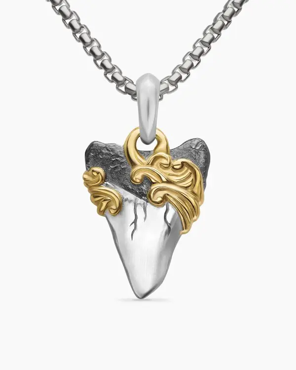 David Yurman Waves Shark Tooth Amulet - Sterling Silver/18k Yellow Gold