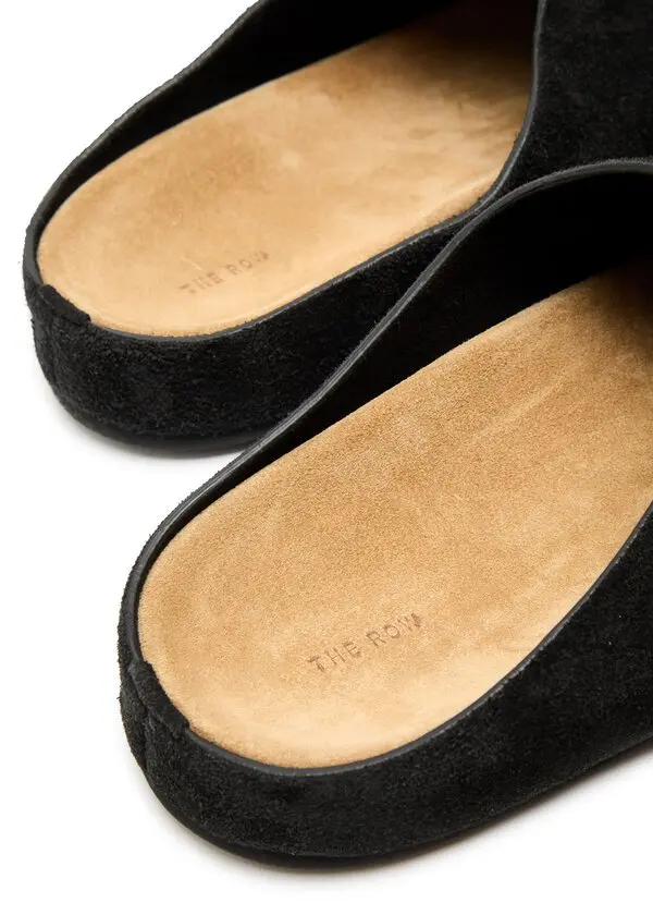 THE ROW Hugo Suede Mules - Black