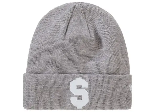 Supreme New Era $ Beanie - Heather Grey