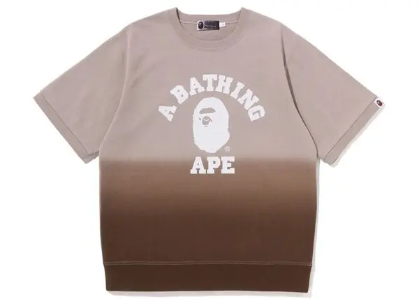 A BATHING APE College Gradation Short Sleeve Sweatshirt - Brown