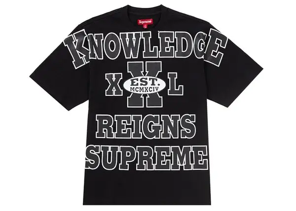 Supreme Overprint Knowledge Short Sleeve Top - Black