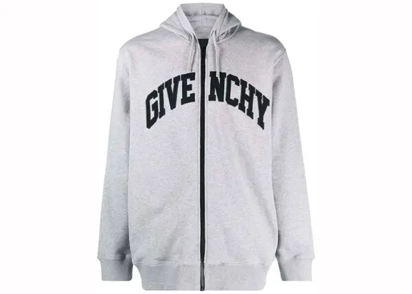 Givenchy Logo Zip Hoodie Jacket - Grey/black